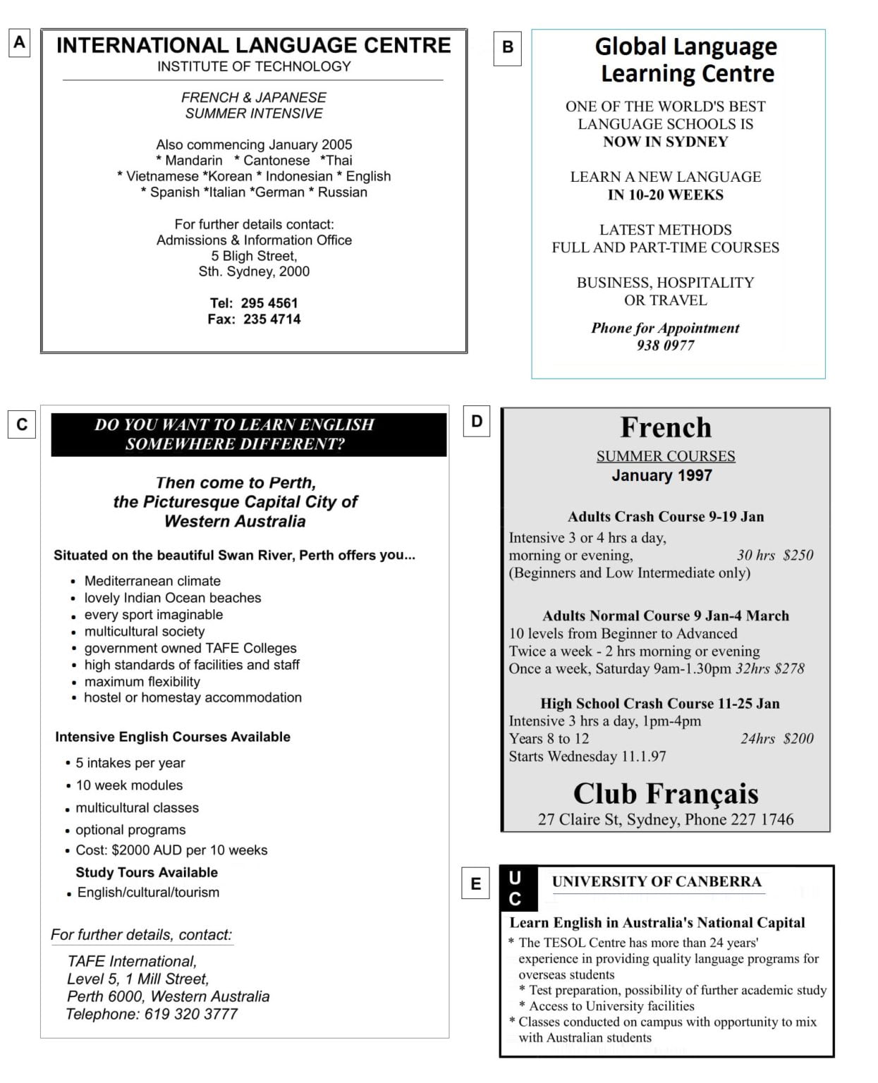 Test 24: Section # 1 - Five Advertisements & Notice about roadworks ...